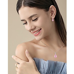 VONSSY Drop Dangle Earrings | Gemstones Waterdrop Teardrop White Gold Plated Crystal Hanging Cubic Zirconia Hypoallergenic Earrings | Stylish Jewelry Gift for Mother Daughter Wife (Pink)