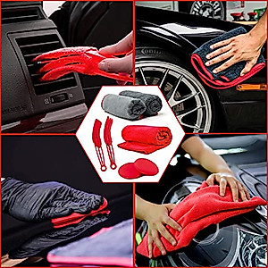 VEHIMACH 19Pcs Car Cleaning Tools Kit, Auto Detailing Brush Set with Car Drill Brush Set,Car Wheel Cleaning Brush Kit for Cleaning Wheels, Dashboard, Interior, Exterior, Leather, Air Vents, Emblems