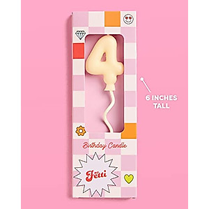 xo, Fetti #4 Orange Birthday Candle - 1 Piece | Birthday Supplies, Fourth Birthday Party Favors, 4th, 14th, 24th, 34th, 40th