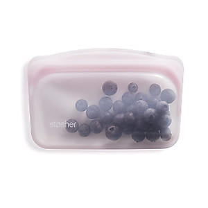 Stasher Platinum Silicone Food Grade Reusable Storage Bag, Pink (Snack) | Reduce Single-Use Plastic | Cook, Store, Sous Vide, or Freeze | Leakproof, Dishwasher-Safe, Eco-friendly | 12 Oz