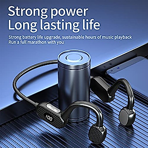 lecoo Bone Conduction Headphones,Open-Ear Bluetooth IPX5 Waterproof Sports Headsets,Gaming Bluetooth Earphone with Digital Power Display,Suitable for Swimming,Running (Black)