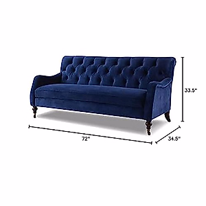 Jennifer Taylor Home Xander Tufted Sofa Metal Casters, Navy Blue