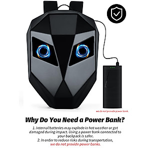 Gelrova Knight LED Motorcycle Backpack, Hard Case Riding Backpack DIY Motorbike Luggage Laptop Bag Waterproof, Large Size 19inch