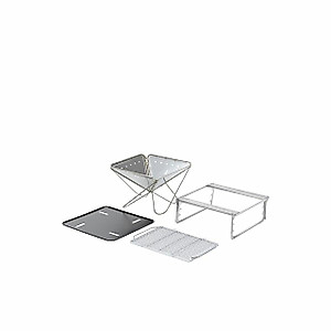 Snow Peak Takibi Fire & Grill - Stainless Steel Portable & Collapsible Fireplace - 30 lbs, 5 Piece Set
