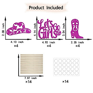 Let's G* Girls Centerpiece Sticks, Cowgirl Theme Birthday Party Decor, Disco Cowgirl Bachelorette Party Decorations, Nashville Last Rodeo Last Hoedown Party Supplies Rose Red 12 Pieces