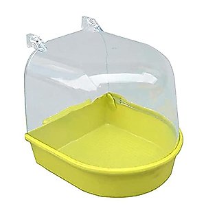 Parrot Bathing Hanging on Cage Birdbath Bird Supplies Plastic Box Cage Accessories for Pet Shower(Yellow)
