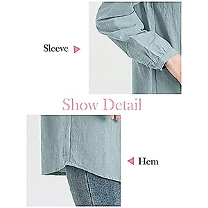 Minibee Women's Scoop Neck Pleated Blouse Solid Color Lovely Button Tunic Shirt White M