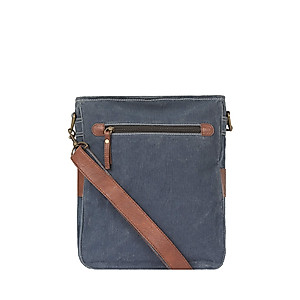 Mona B. Dakota Upcycled Canvas Shoulder Bag, Cameron Crossbody and Ryker Wallet with Vegan Leather Trim MD-5907 (Cameron-Crossbody Admiral)