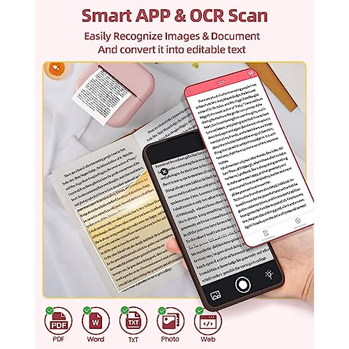 memolife 𝟐𝟎𝟐𝟑 𝐅𝐮𝐧 𝐆𝐢𝐟𝐭 Sticker Maker Machine - Mini Thermal Printer with 6 Rolls Non-Adhesive Paper (2in*21.3ft/Roll), Inkless Printer for iPhone & Android, Portable Mini Printer for DIY