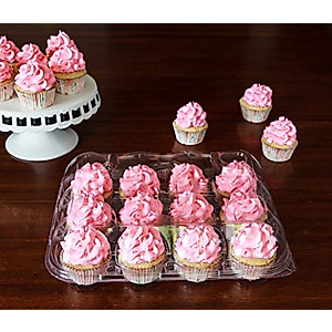 10-Pack of 12-Compartment Stackable Cupcake Carrier - High Tall Dome Clear Cupcake Boxes for Mini or Full-Size Cupcakes, Cupcake Containers Plastic Disposable, Cup Cake Holders