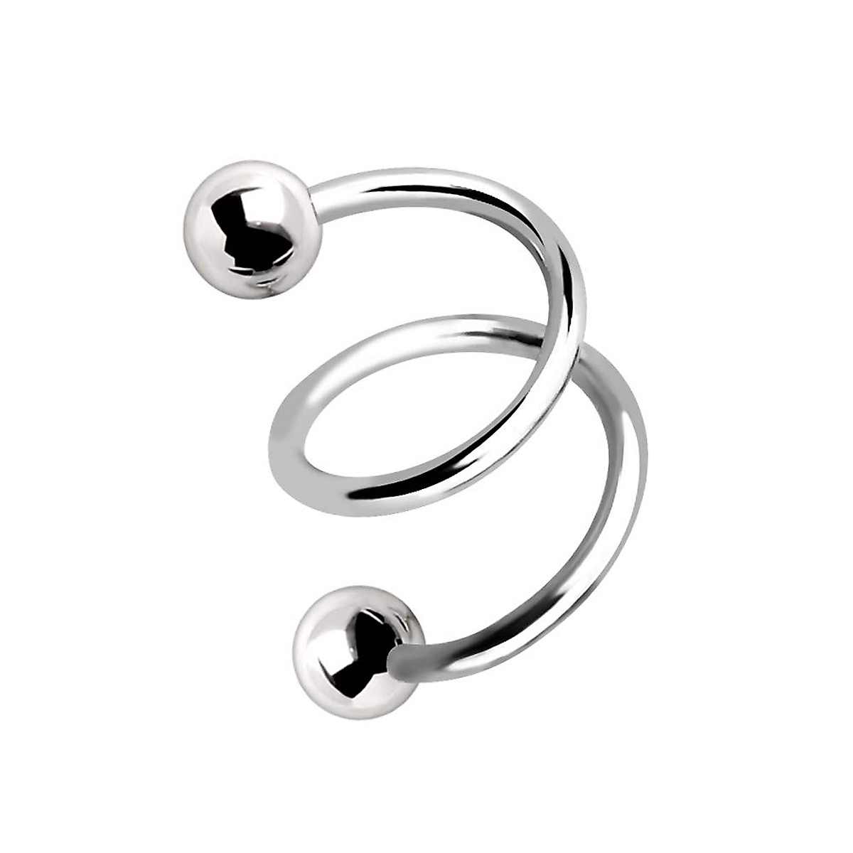 Cocobul Body Jewelry 316L Stainless Steel Double Coil Twist Cartilage Earring | 16 Gauge 8mm Diameter
