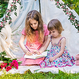 Whaline 54Pcs Rose Flower Garland Double Pink Fake Rose Vine Garland with Green Leaves 5.7ft Artificial Hanging Floral Garland Realistic Flowers String for Home Wedding Party Garden Craft Wall Decor