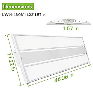 Hykolity 4FT LED Linear High Bay Shop Light, 250W LED Shop Light, 31250lm 125LM/W, 100-277V, 0-10V Dim, 5000K Daylight Linear Hanging Light for Warehouse Workshops
