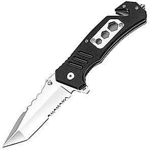 URiver Pocket Knife,G10 handle,With Pocket clip,for Camping,Survival EDC and Outdoor Activities,Best Gift for Men,Material Sharp Satin Blade(Silver)