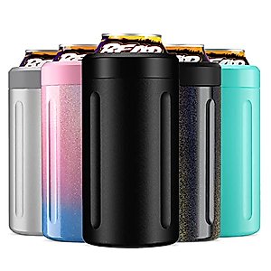 Aokpsrt Insulated 12oz Can Cooler 4 in 1 Slim Beer Can Cooler Double-walled Stainless Steel Beer Holder Suitable for Slim & Short Cans,Beer Bottles & As Drink Cup
