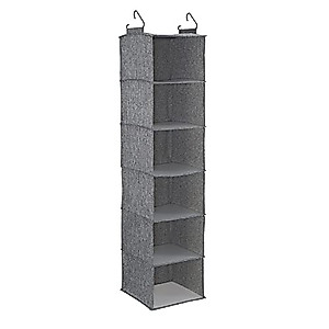 Household Essentials 6 Closet Organizer with Hooks Hanging Shelf, Graphite