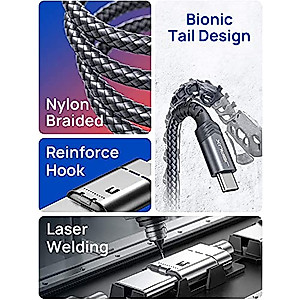 Car Charger, Car USB Charger 36W Fast Charging, JSAUX Metal Dual QC 3.0 Car Adapter with USB-C Cable[3.3ft] Compatible with Samsung Galaxy S10/S9/S8 Plus, Note 9/8, iPhone 7/8/X/XR-Grey