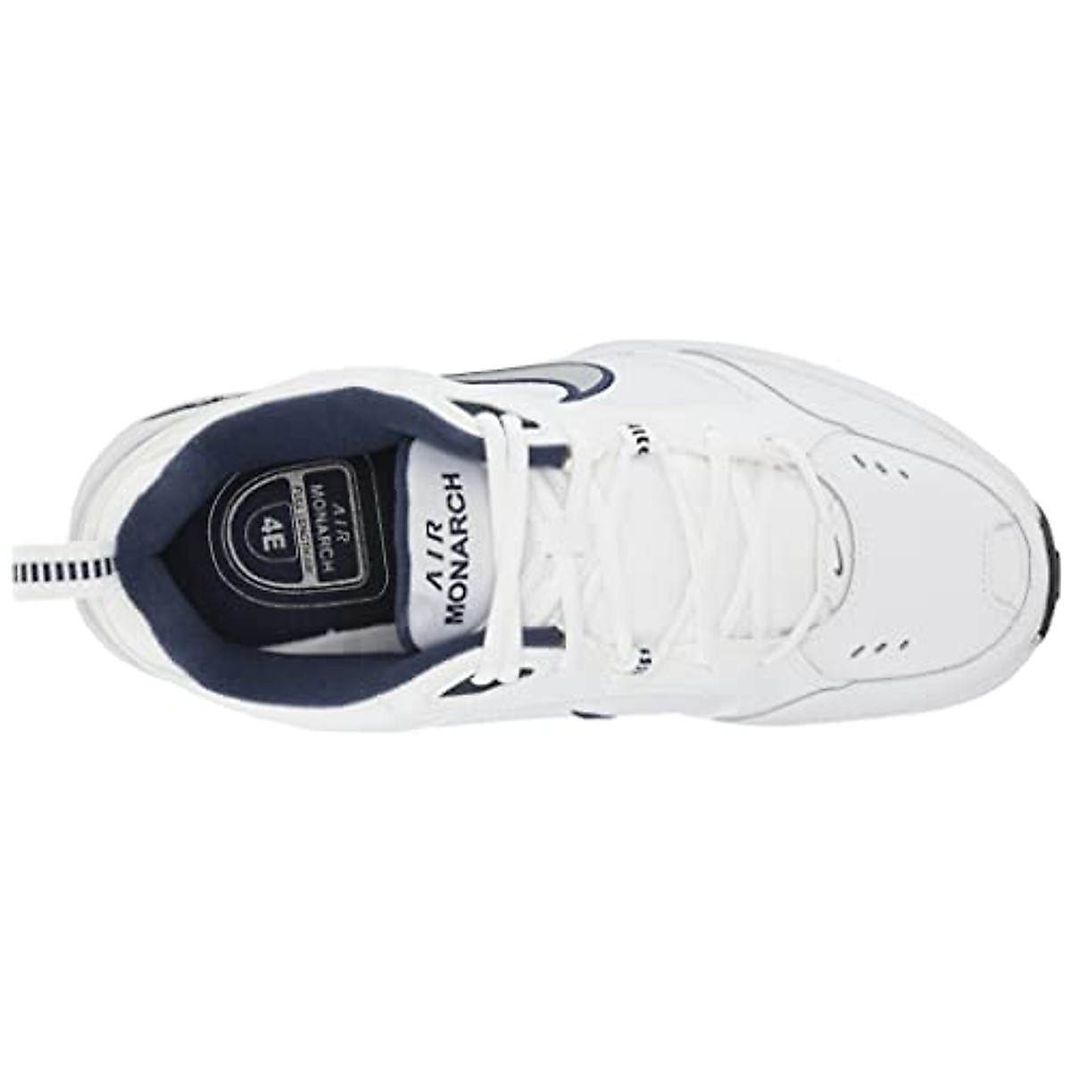 Nike Men's NIKE AIR MONARCH IV (4E) RUNNING SHOES -12; White / Metallic Silver-Midnight Navy