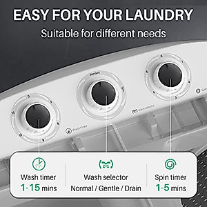 TOREAD Portable Small Washing Machine, 13.5Lbs Mini Compact Washer and Dryer Combo, 2 in 1 Apartment Washers with Twin Tub and Drain Pump for Laundry, Dorms, College, RV, Camping