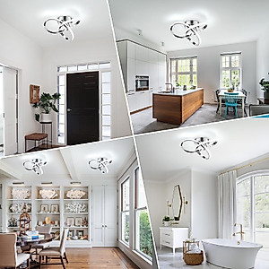 Kondras Acrylic LED Ceiling Light, 5000K Daylight White LED Ceiling Light for Hallway, Modern Kitchen Light Fixture Ceiling, Chrome Metal Close to Ceiling Light for Bathroom Dinng Room, 2 Pack