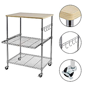 Wire Shelving Unit Adjustable Steel Wire Rack Chrome, Heavy Duty Storage Shelving Unit On 4'' Wheel Casters, Metal Organizer Wire Rack,for Garage Kitchen Living Room (3 Tier - 24W x 18.1D x 33.5H)