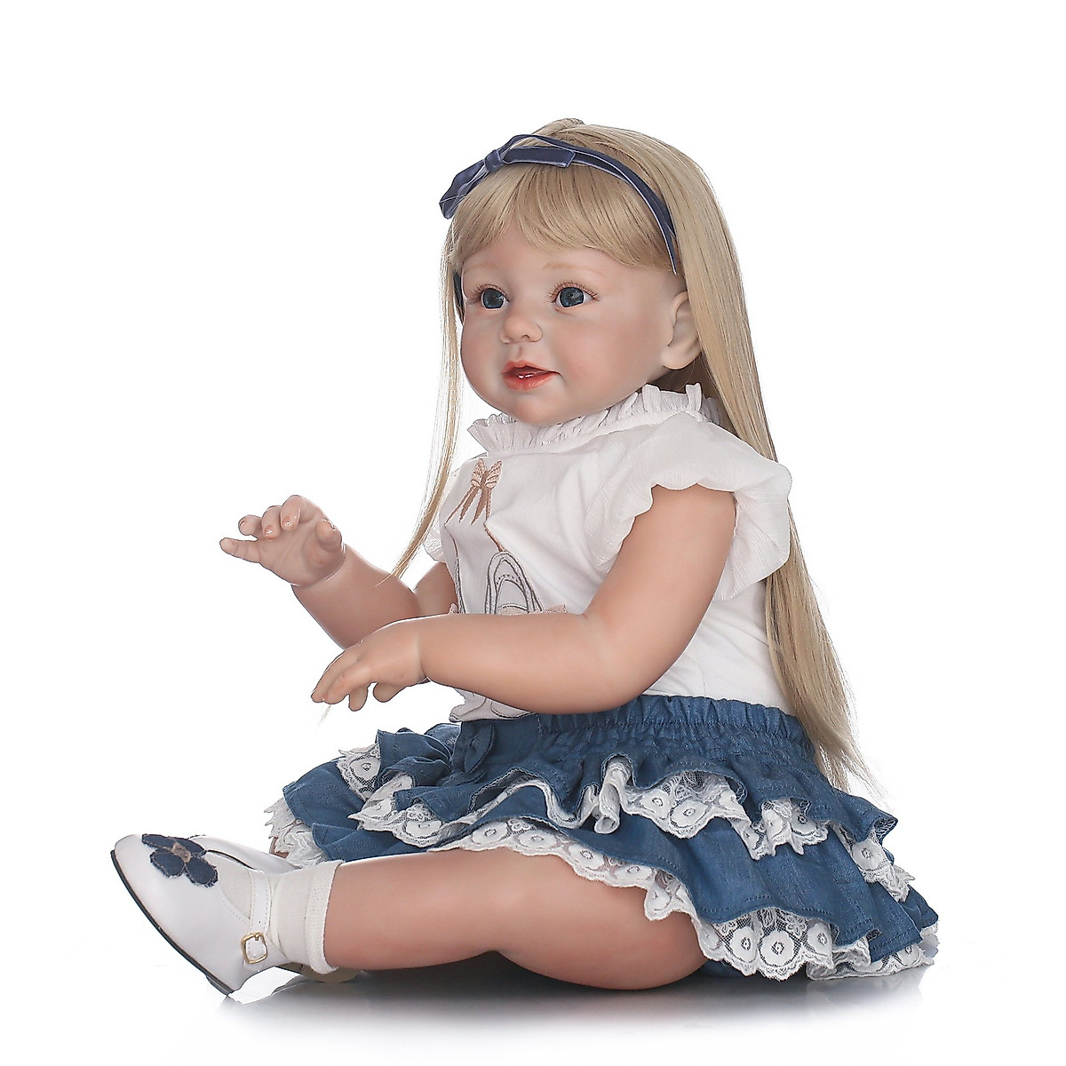 Pedolltree Toddlers Reborn Baby Dolls Girl Soft Silicone Realistic 28" Babies Kids Toddler Toys with Blonde Long Hair Handmade Weighted Body