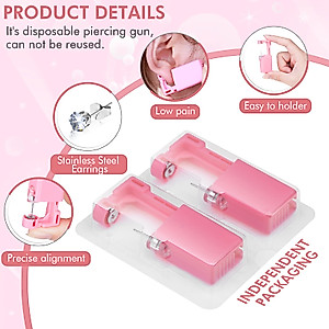 10Pcs Ear Piercing Kit, Evatage Disposable Self Ear Piercing Gun Kit, Nose Piercing Tools with Crystal Stud Earrings for Home Salon Piercing