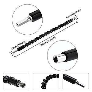 OCGIG 3 Pcs 105 Degree Right Angle Drill Attachment Hex Shank Screwdriver Angled Bit Holder Power Drill Tool and Flexible Angle Extension Soft Shaft Bit Kit for Drill or Driver 1/4" Socket Adapter