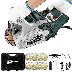 Huanyu Electric Wall Chaser 1 time Molding Wall Groove Cutting Machine Infrared Sighting 4800W Cutting Width 40mm Depth 35mm Wall Chaser Concrete Cutter Magnesium Alloy for Cement Brick Marble 110V