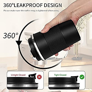 Coffee Travel Mug Spill Proof Leak Proof 14oz,Insulated Coffee Mug with Lid,Best Coffee to Go Cups Reusable,Small Coffee Thermos No Handle for Men and Women for Hot & Cold Drinks