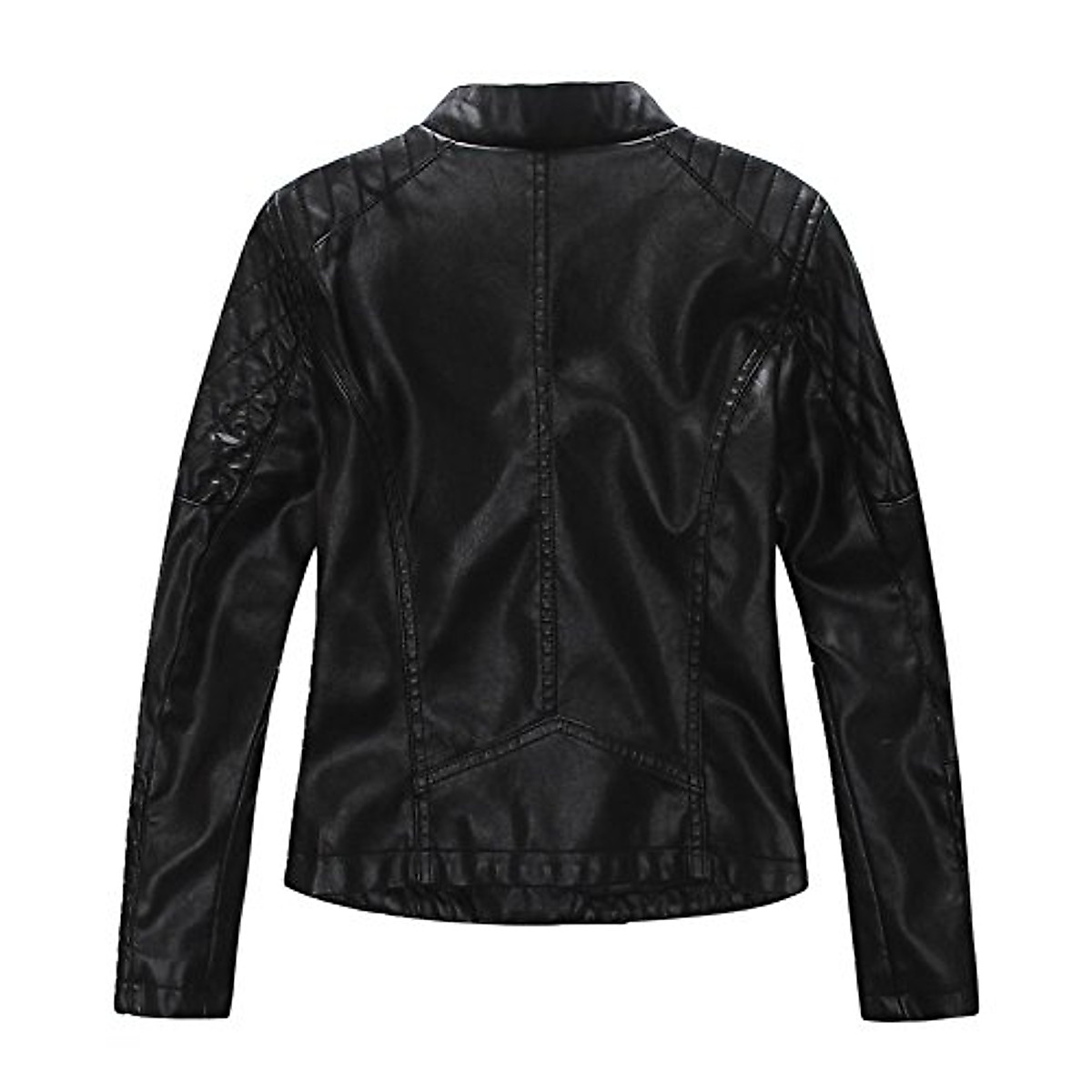 LJYH Girls Faux Leather Quilted Motorcycle Jackets Kids Spring Biker Coats Black 7/8yrs