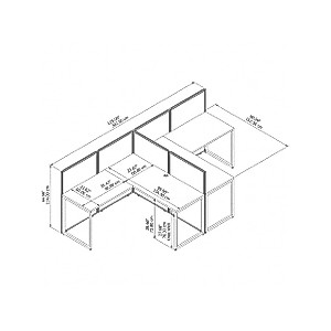 Bush Business Furniture Double Cubicle Desk with Privacy Panels | Easy Office Collection Two Person L Shaped Table | 60Dx120Wx45H
