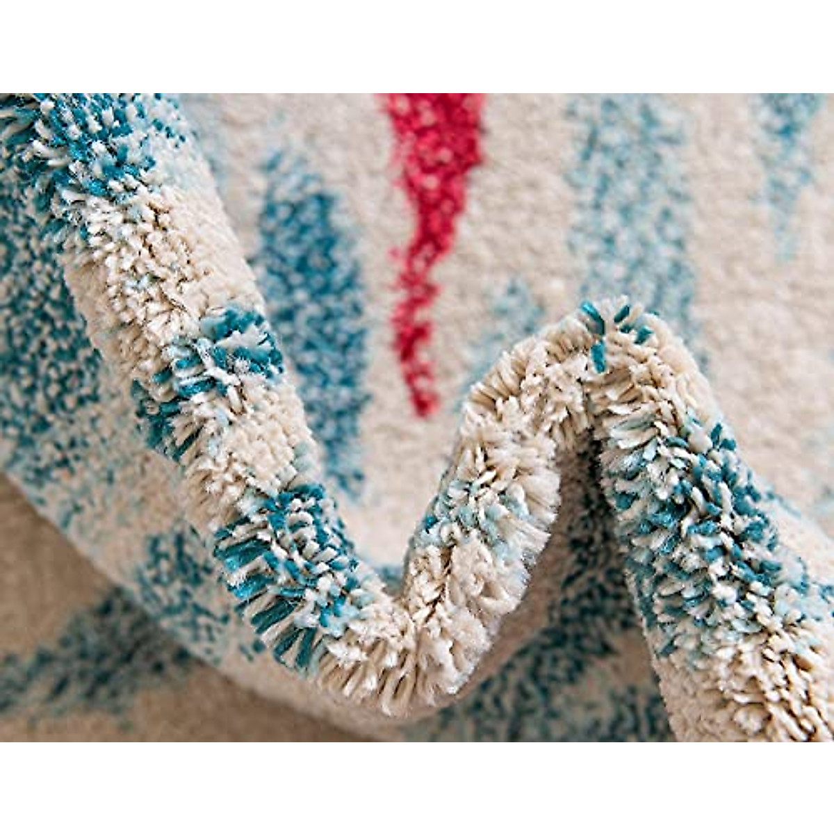 Unique Loom Positano Collection Coastal Modern Bright Colors Fish Beige Area Rug (5' x 8')