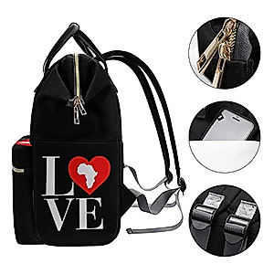 Love Africa Continent Diaper Bag Backpack Large Capacity Mommy Bags Multifunction Nappy Bag Travel Back Pack Black-Style