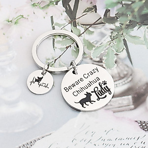 MYOSPARK Chihuahua Dog Lover Gift Beware Crazy Chihuahua Lady Keychain Chihuahua Jewelry Gift for Pet Owners (Chihuahua KC)