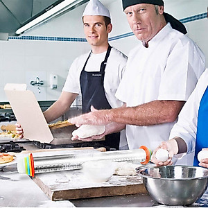 Shacoryze Rolling Pin with 4 Thickness Rings, Adjustable French Dough Roller Stainless Steel Nonstick Pastry Mat Spatula Brush Set for Baking Fondant, Pizza, Tortilla, Pasta, Pie, Pastries, Cookies