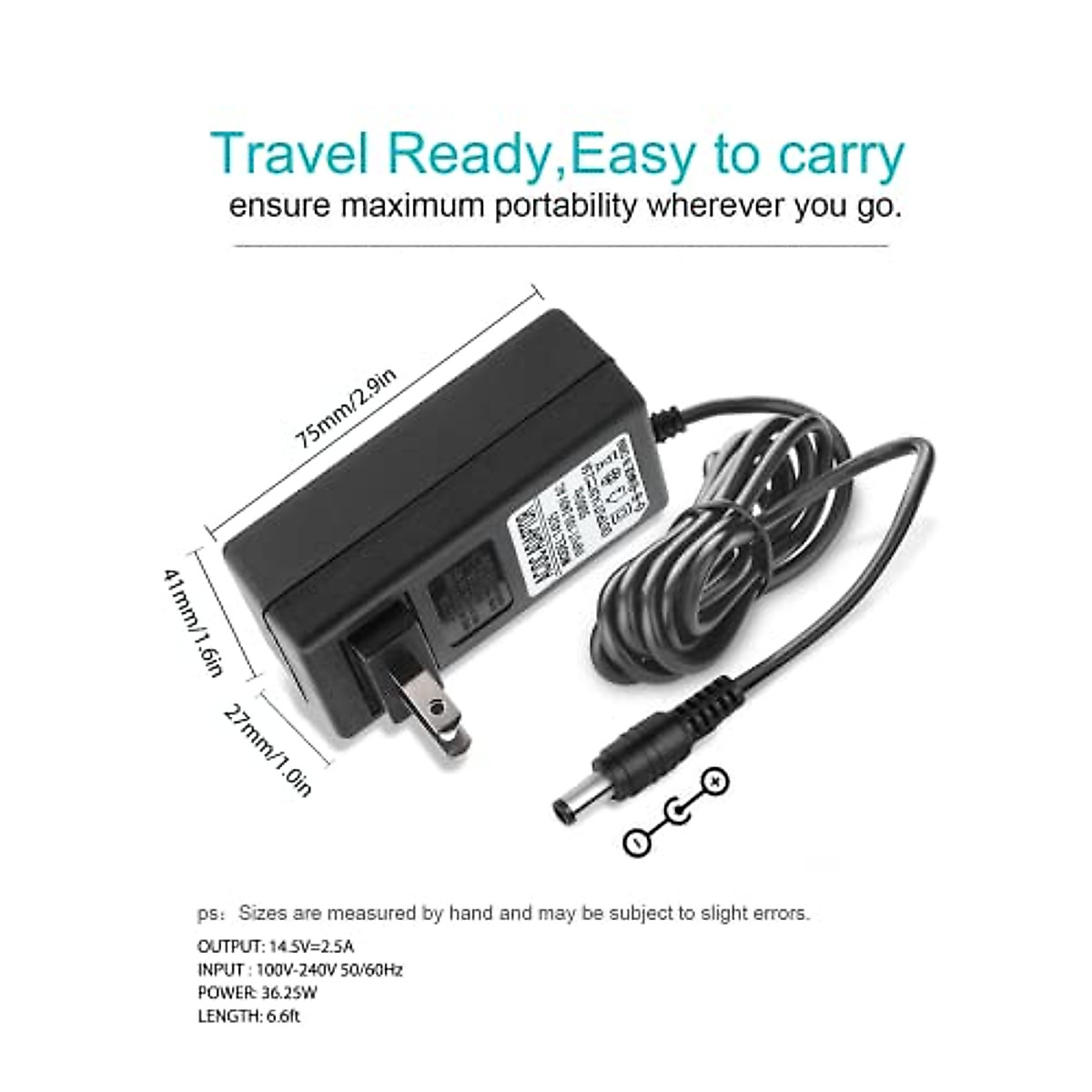 14.5V AC DC Adapter Charger Cable Cord Fit for Jawbone Big JAMBOX Wireless Bluetooth Speaker Charger J2011-03-US J2011-02-US J2011-01-US J2011-03 HDP40-145248W-1 Replacement Charging Power Supply Cord