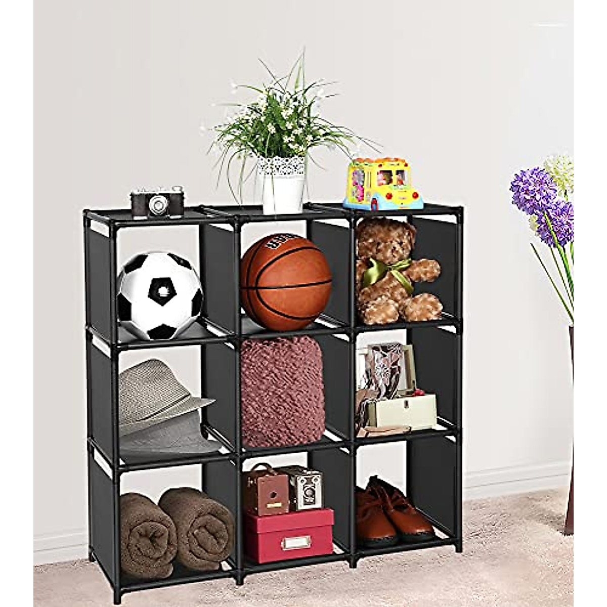FIDUCIAL HOME 9 Cubes Storage Organizer, Sturdy Metal Frame, Black