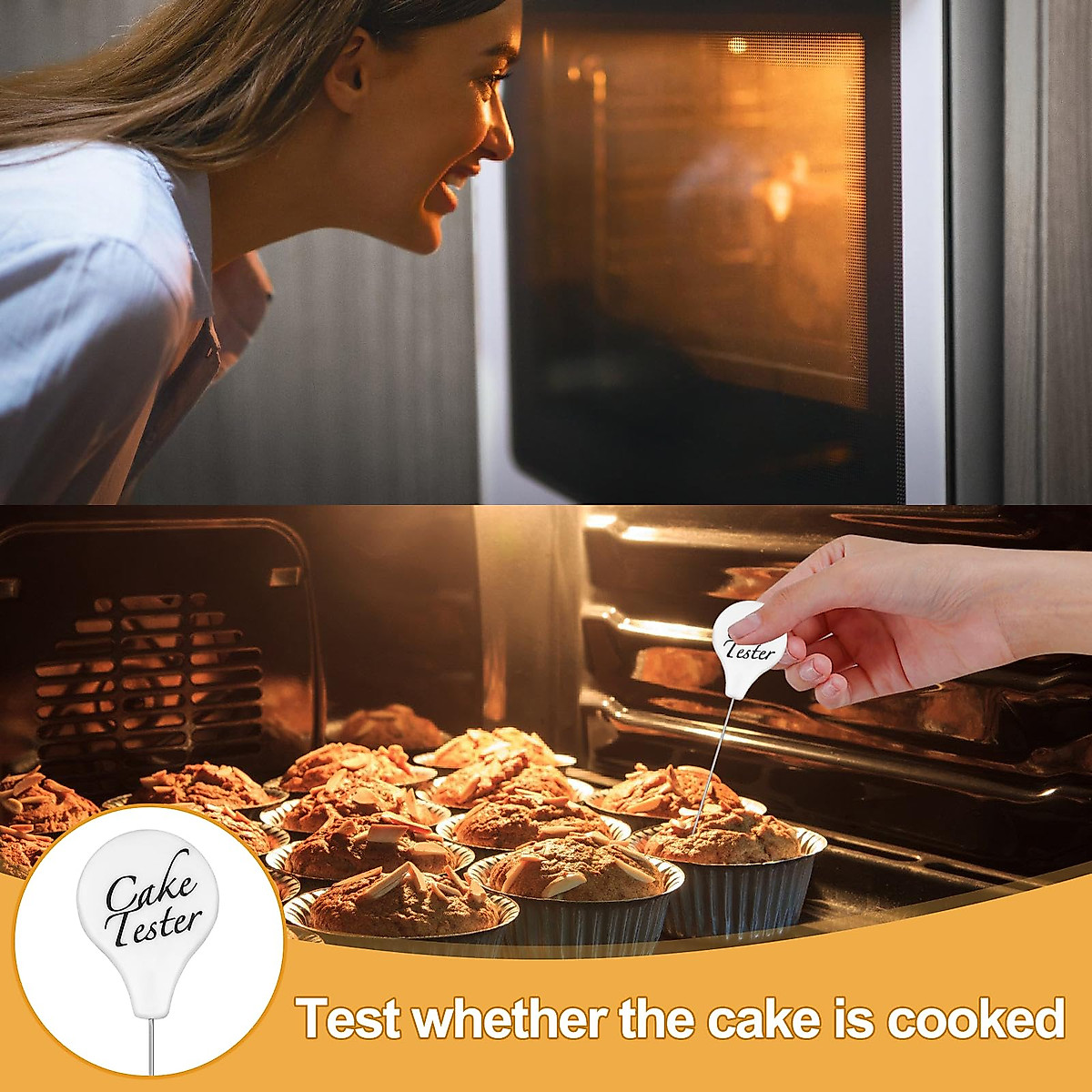 Cake Tester, 2 Packs Cake Tester for Baking Doneness, Stainless Steel Cake Tester Stick, Cake Testers for Baking, Kitchen Auxiliary Baking Tools. 7.5 IN DSOCVJW.