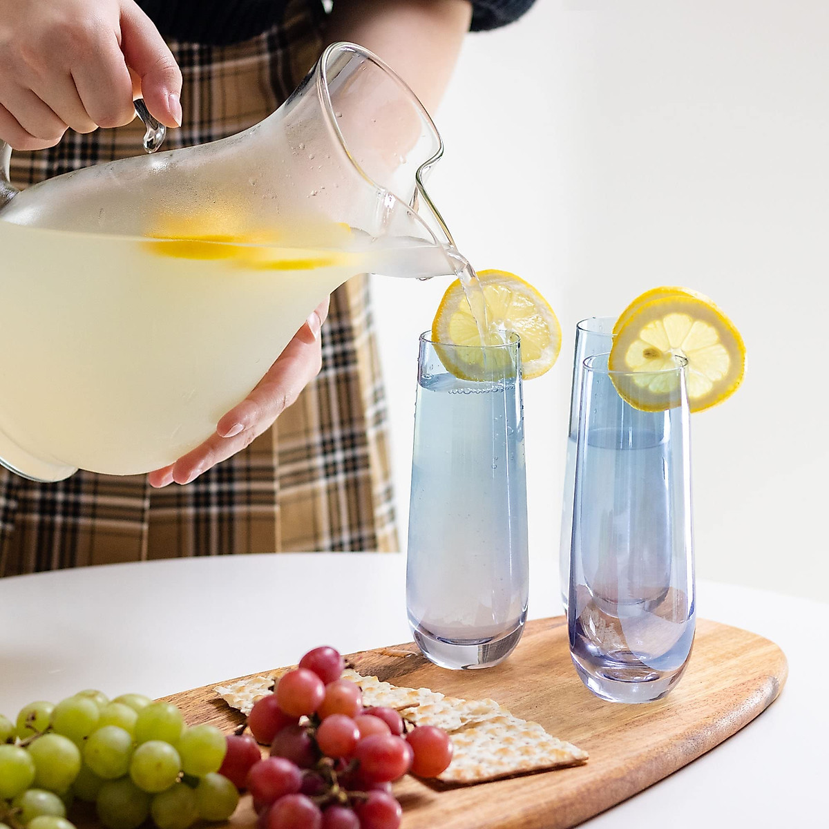 BETTR - Stemless Champagne Flute Glasses - Iridescent Blue/Indigo Bottomless Mimosa Glass - Cocktail/Wine Glassware - All-Purpose Drinkware Juice, liquor, Water Glasses with 10.5 FL oz (Set of 4)