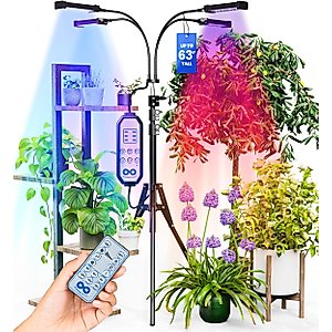 Everlasting Comfort Grow Lights for Indoor Plants Full Spectrum - Plant Lights for Indoor Growing (4 Lamps), 3-18 Hour Timer, Adjustable 63" Tripod, LED Grow Lights, Plant Light for Seed Starting