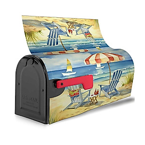 Summer Mailbox Covers Magnetic Standard Size 18" X 21" Beach Life Mailbox Cover Summer Nautical Magnetic Mailbox Covers Post Wraps Letter Box Cover for Home Garden Yard Decor