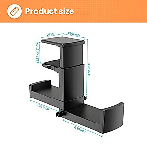 Dual Headphone Stand - Klearlook 2 in 1 360°Rotating Headphone Hook for Desk, Clamp Adjustable Twin Headset Holder Under Desk with Cable Organizer,Headphone Hanger for Gaming Headset,Controller-Black
