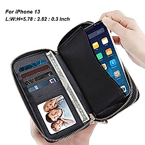 HAWEE Cellphone Wallet for Women Dual Zipper Long Purse with Removable Wristlet, Plum Blossom