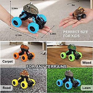 STEAM Life Dinosaur Cars Truck 4 Pack Dinosaur Pull Back Car for Toddlers Dinosaur Toys for Kids 3-5 Dinosaur Monster Truck Toys Dino Toy Set Christmas Birthday Gifts for 3 4 5 6 8 Year Old