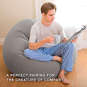 Intex Inflatable Contoured Corduroy Beanless Bag Lounge Chair, Gray (5 Pack)