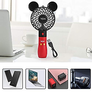 Orapink Hand Held Fan,Cartoon fan Portable Hand held USB Rechargeable Fans with 3 Adjustment Speeds,Battery Operated Electric Powered Mini Fan, Desk Desktop Fans for Home Office Travel