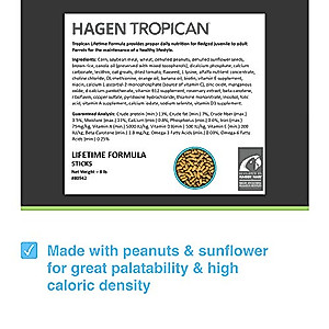 Hari Tropican Bird Food, Hagen Parrot Food with with Peanuts & Sunflower Seeds, Maintenance Sticks, Lifetime Formula, 8 lb Bag
