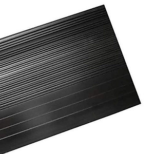 MASTER STOP 5136019 Stair Tread SQ Nose 48 in Black. Black, General, Molded Vinyl Ribbed Design Stair Tread.