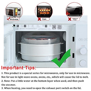 Multifunction Microwave Steamer with Lid and Tray, Large Dish, Egg Steamer, Vegetable Plate, Drain Basket, Microwave Bowl, Food Container, Kitchen Cookware Supplies